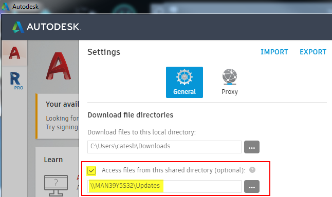 How to implement the shared directory option in the Autodesk Desktop ...