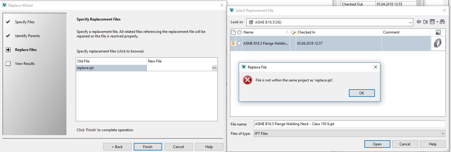 将“替换”功能与Vault Client一起使用时显示“文件与 不在同一项目中”