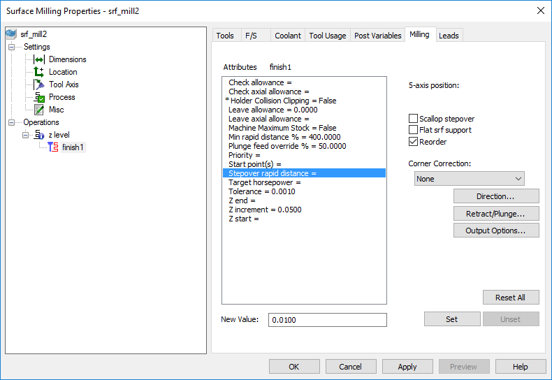 Surface Milling toolpath lifting between cuts in FeatureCAM