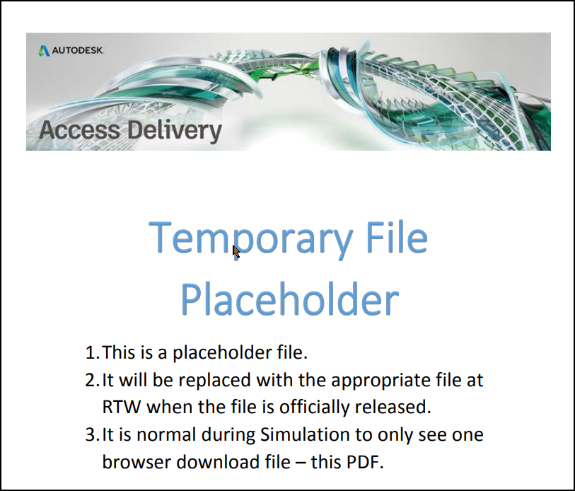 Temporary file placeholder message when downloading software