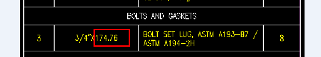 How To Configure The Precision Of The Bolt Length In A Mixed metric Project In The Bill Of 