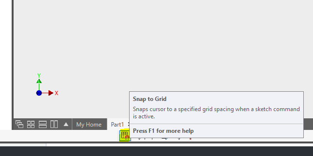 在 Inventor 零件中绘制草图时打开和关闭捕捉选项