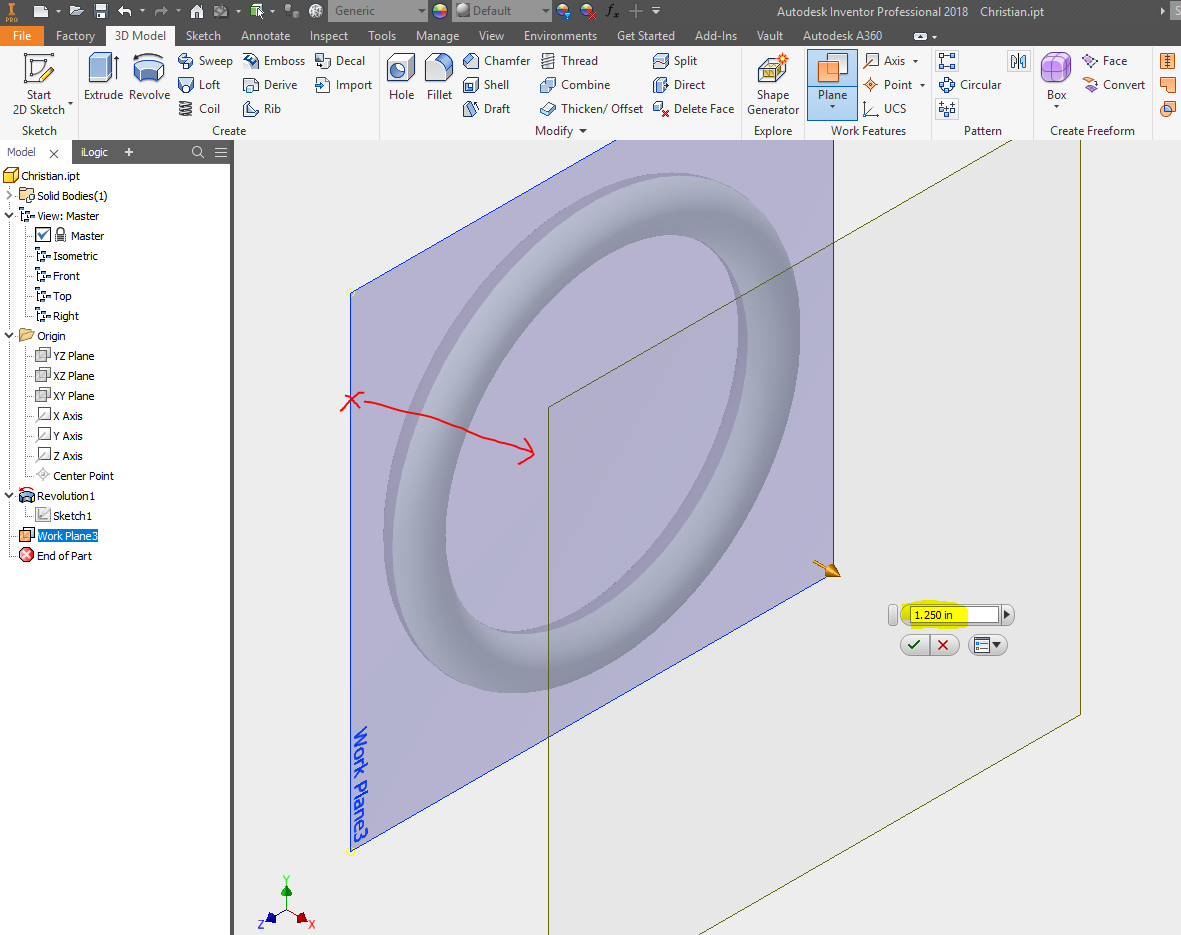 Cannot create sketch plane on a revolved circle or o-ring surface in ...