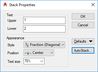 Stacked fractions do not retain the desired setting in AutoCAD 2019