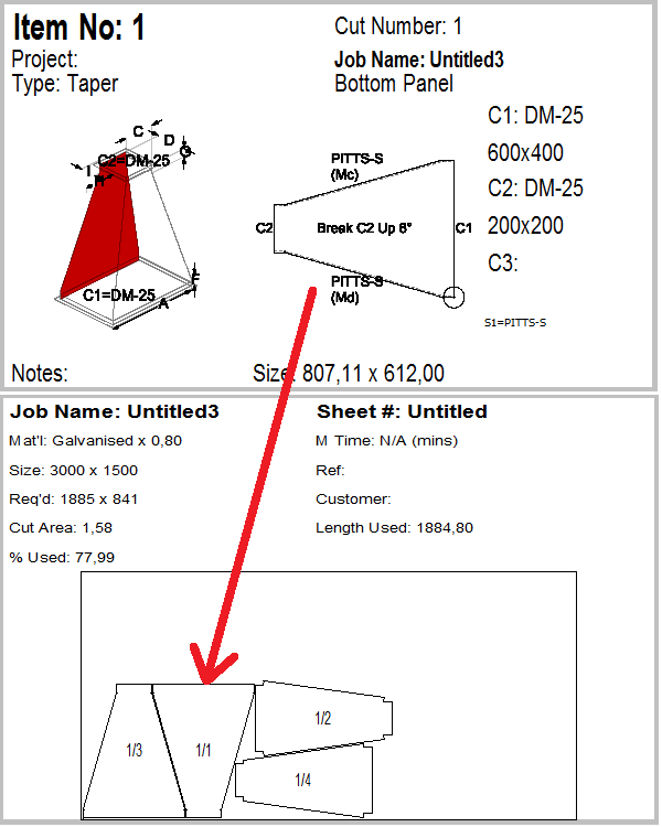 Part Label graphic orientation does not match nested part in CAMduct