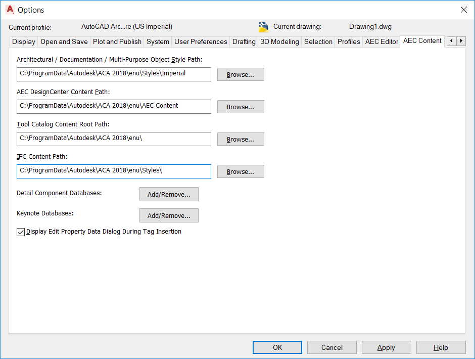 Missing AEC object style and Content Browser catalogs in AutoCAD Architecture or AutoCAD MEP