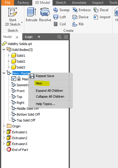 How to display specific Part Solids in Inventor