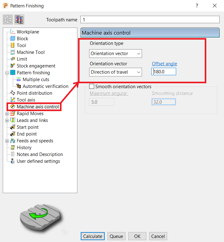 How to set machine head position to another alternate solution while simulating a toolpath in ...