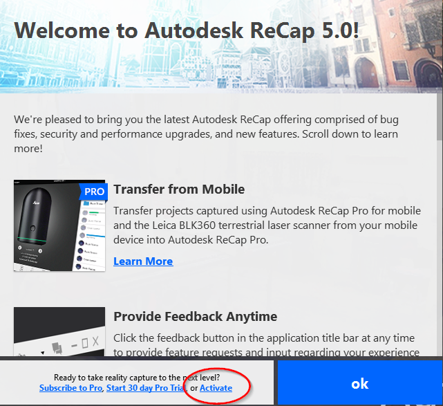 Setting up access to ReCap Pro and Photo