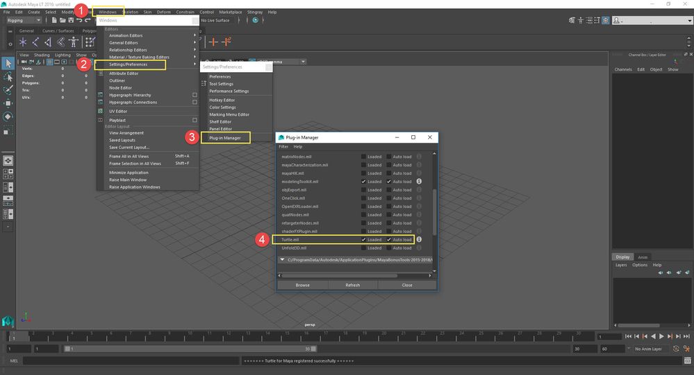 Maya Turtle Texture Baking Settings Error: Object 'tabForm' not found.