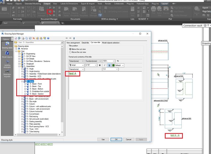 Customizing the manual cut view title in Advance Steel