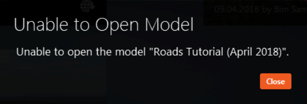 "Unable to Open Model" when opening any cloud model in Infraworks