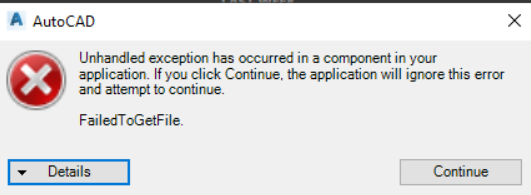 Error: "FailedToGetFile" when opening a Vault project in AutoCAD Plant 3D