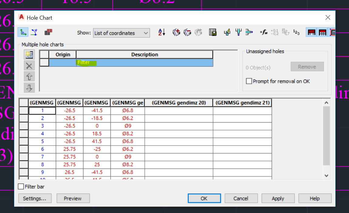 Explode Hole Chart will delete coordinates and Hole number in AutoCAD ...
