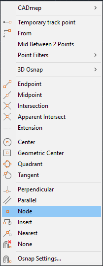 在 CADmep 中使用“设计线”时，无法对管件节点使用捕捉