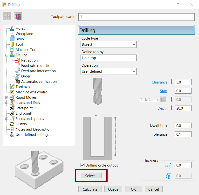 How to create boring toolpath in PowerMill