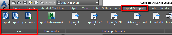 How to export the steel structure from the Revit model to Advance Steel