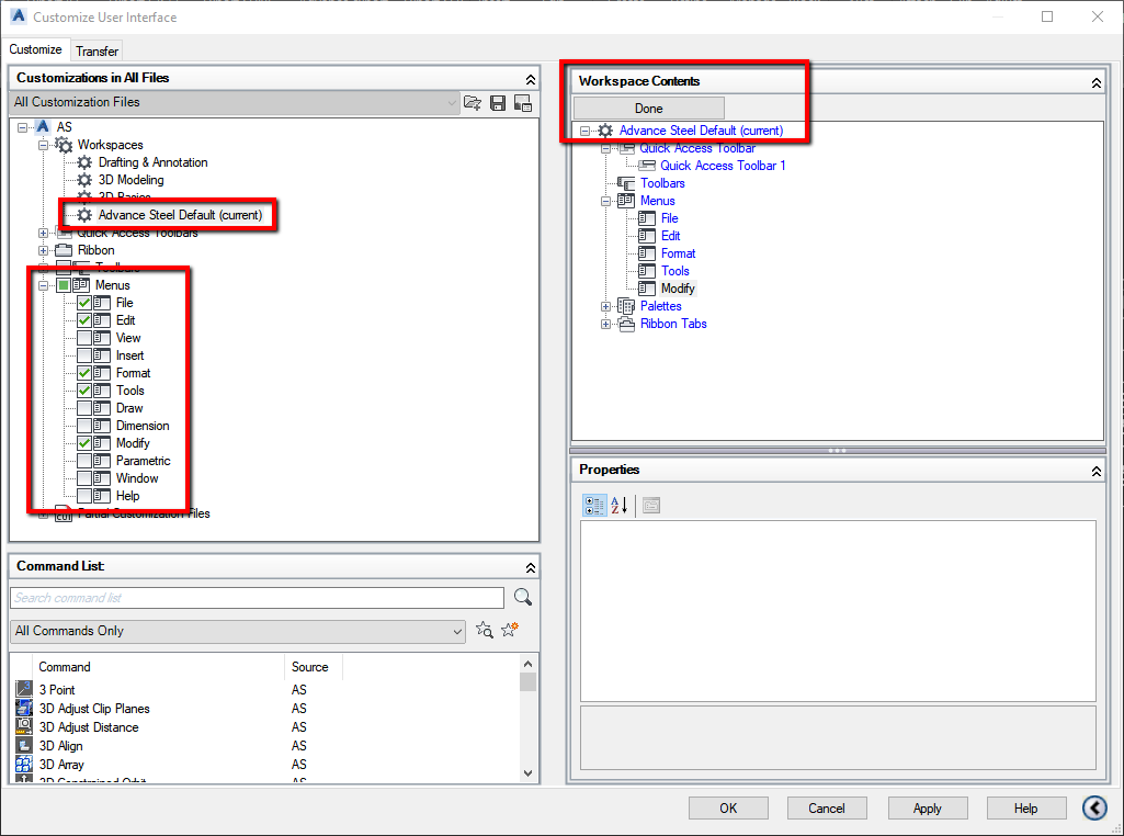 When turning on the menu bar, only "Express" or "File" menus are listed ...