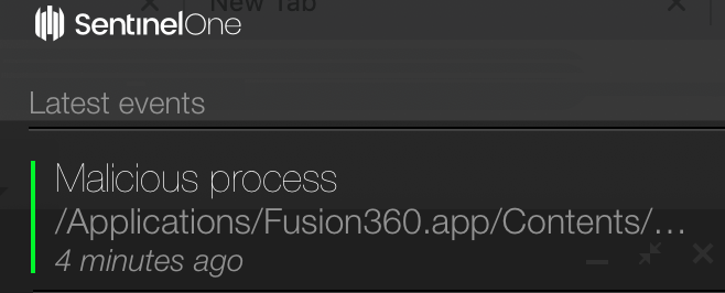 SentinelOne won't allow Fusion 360 to start