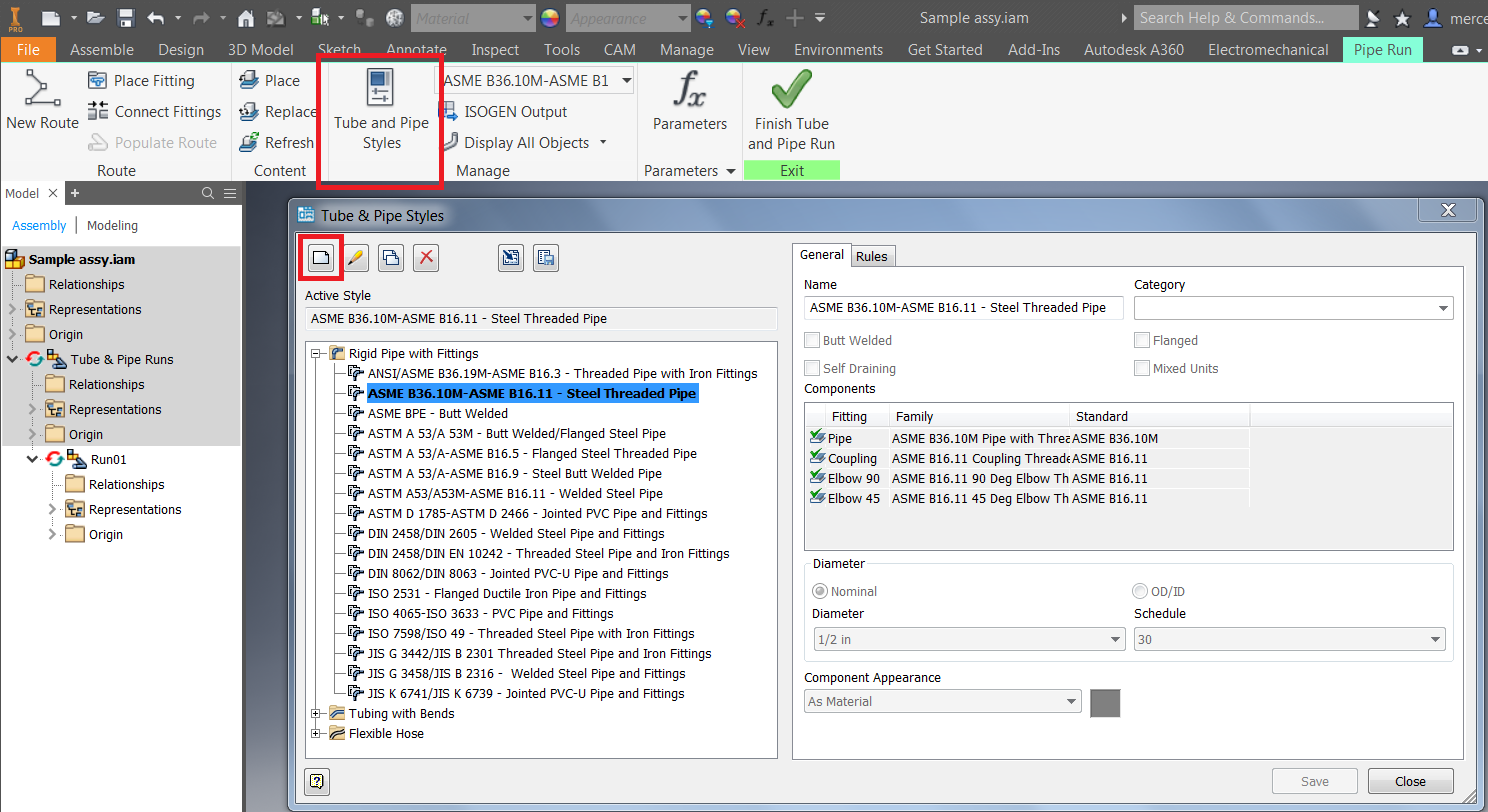 Creating a custom fitting and standard in Inventor Tube & Pipe