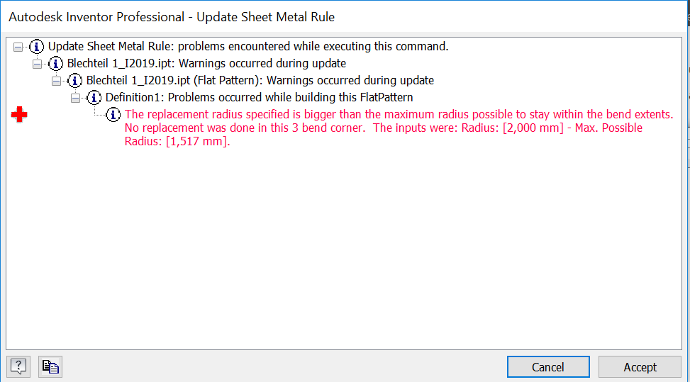 "The replacement radius specified is bigger than the maximum radius ...