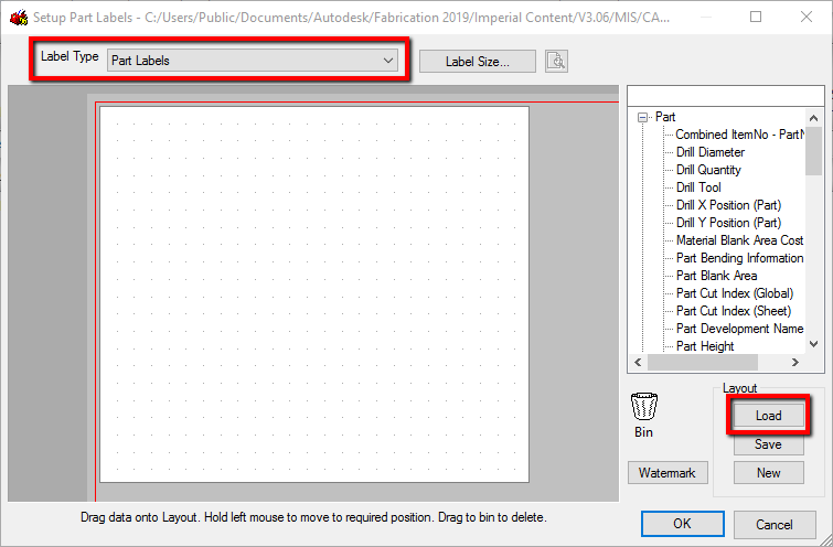 Labels not available when printing in Fabrication CAMduct