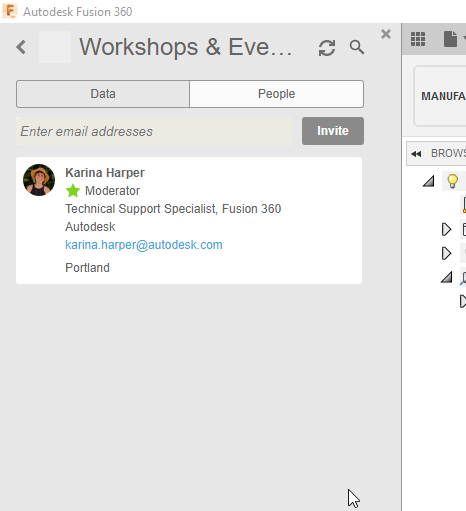 Cannot invite user to Admin Project in the Autodesk Fusion data panel