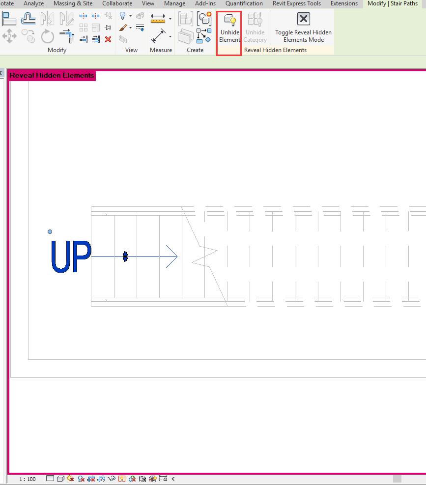 Arrow of stair path does not display on floor plan in Revit