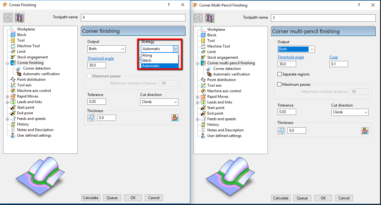 What is the difference between Corner finishing and Corner Multi-Pencil ...
