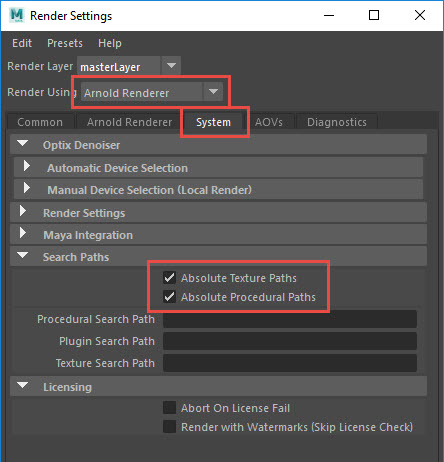 Arnold Stand-ins not rendering textures with Absolute Paths in Maya