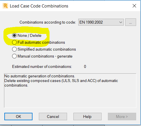 Automatic load combinations not generated for linear model in Robot Structural Analysis