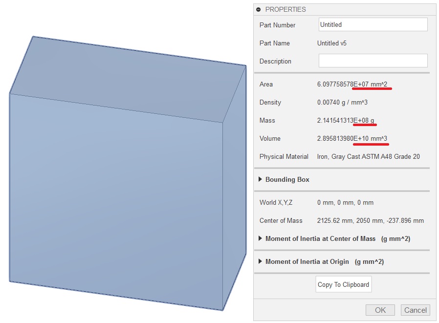 How to display a full value of the construction mass within the ...