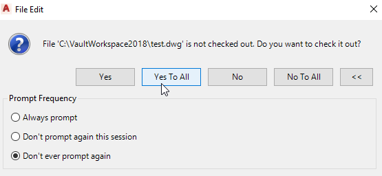 AutoCAD file which was opened read only from Vault is checked out ...
