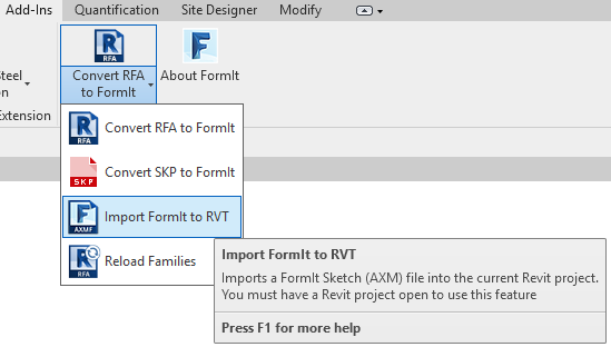 FormIt 中定义的材质纹理透明度不会传输到 Revit