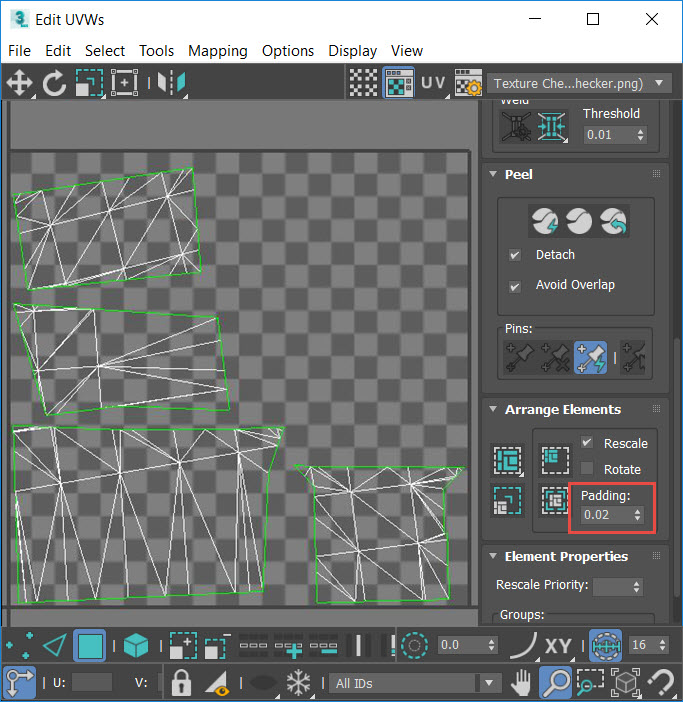 Padding value for Edit UVWs dialog in 3ds Max 2019.3 (and newer) cannot ...