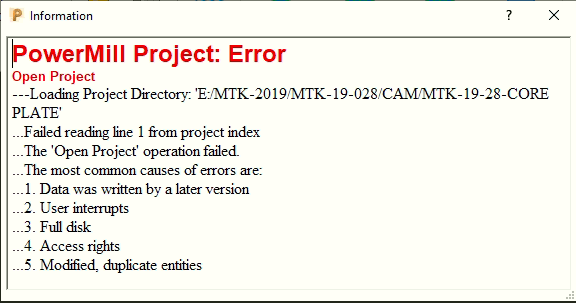 如何恢复损坏的 PowerMill 项目