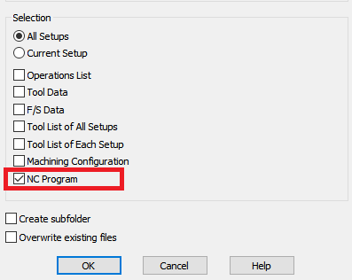 "Could not write to" error when saving an NC program in FeatureCAM