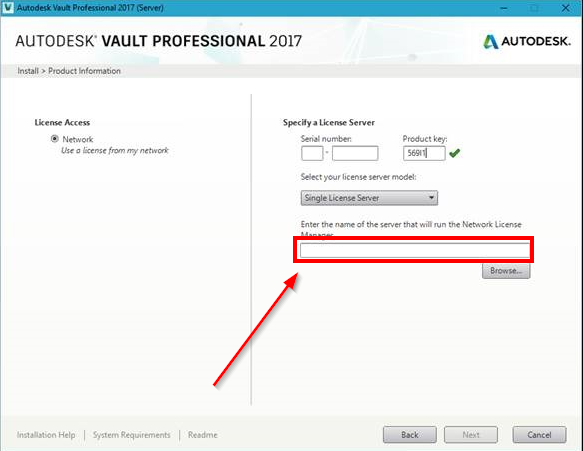 Is it required to specify license server information when installing Vault server with single ...