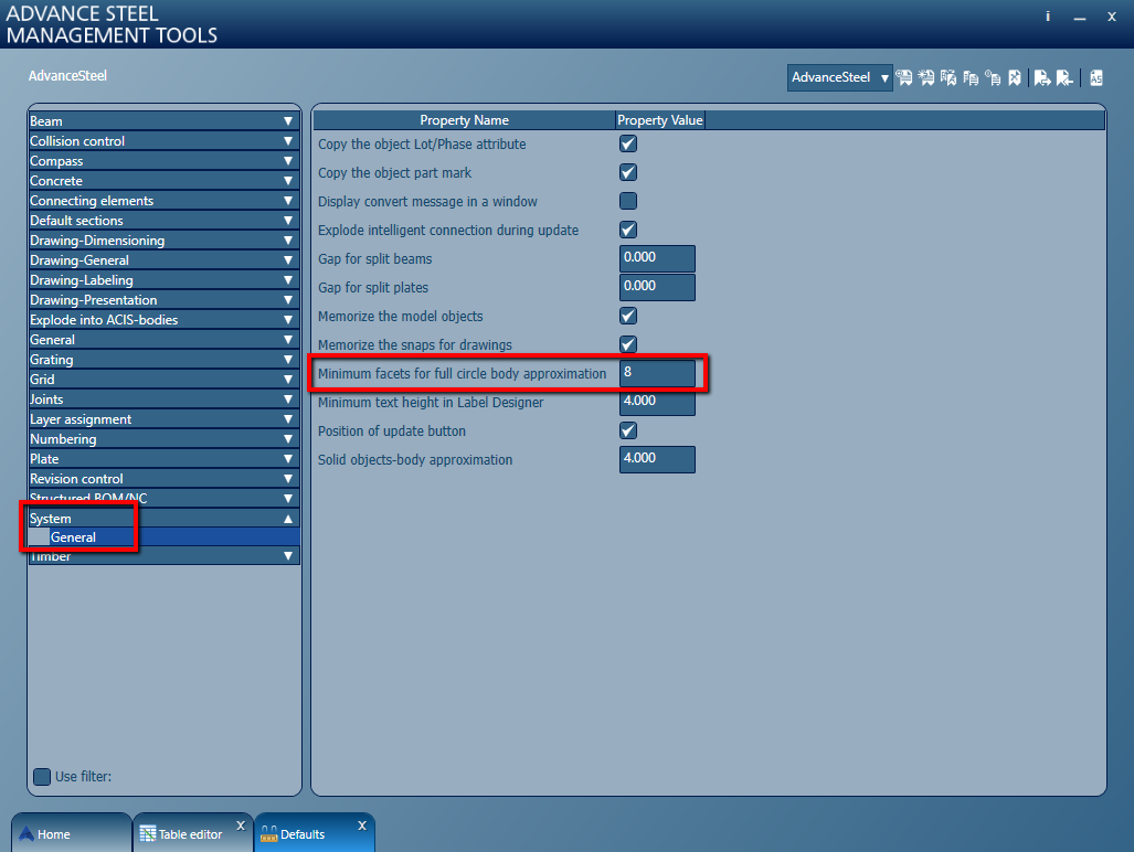 Holes shown as non-continuous in Advance Steel
