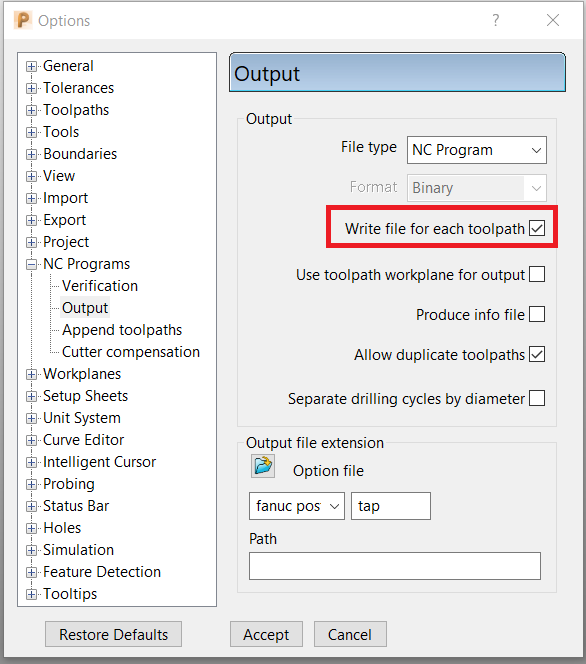 While Writing Nc Program A Zero Is Added In Toolpath File Name And Also