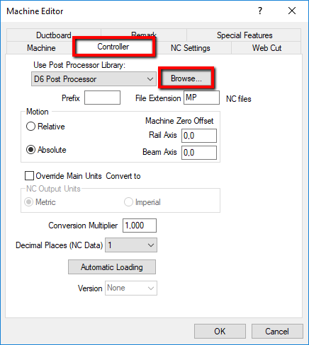 How to change Machine Post Processor in CAMduct