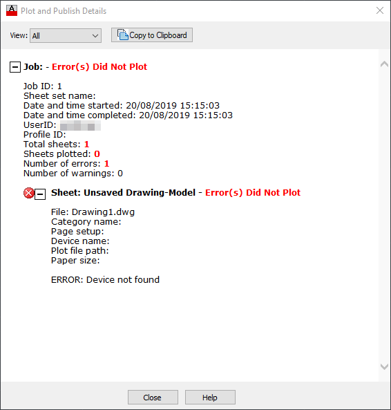 "ERROR: Device not found" when trying to export a PDF file from AutoCAD ...