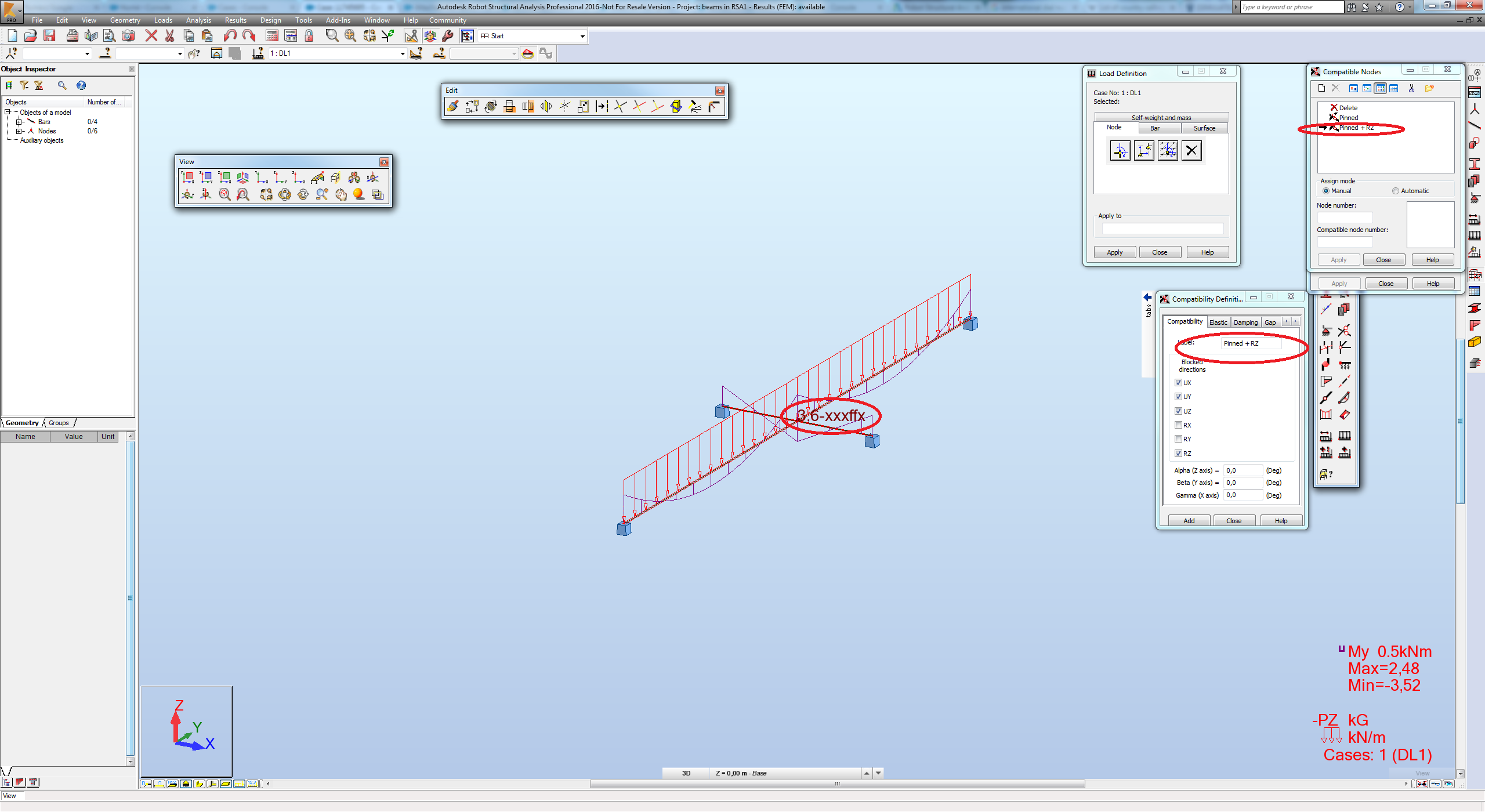 How to model perpendicular beams defined one over another with bolted connection between flanges ...