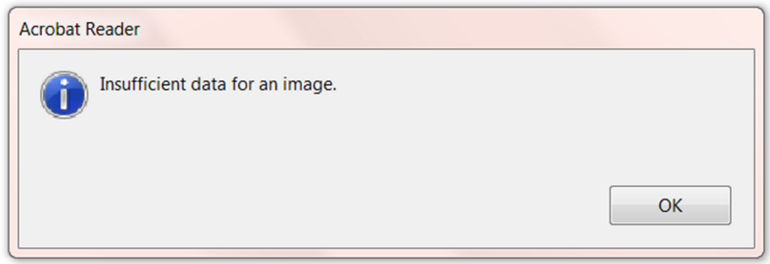 "Insufficient data for an image" is displayed when opening BIM 360 Field report PDF in Adobe Reader
