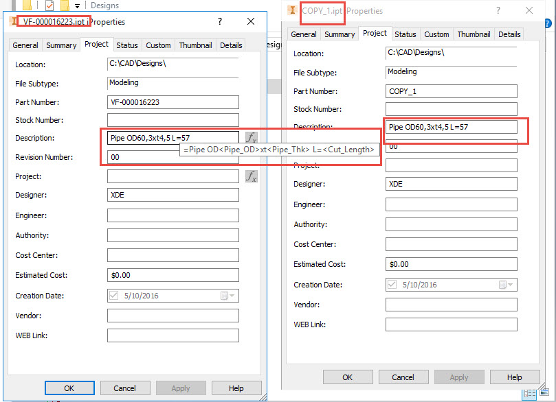 Vault Copy Design command deletes iProperties expressions