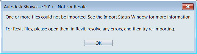 Error when importing Revit data into Showcase