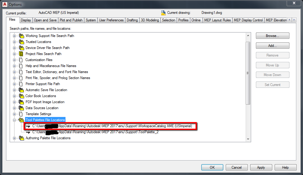 "The tool cannot be found in the current workspace" when selecting a tool in AutoCAD ...