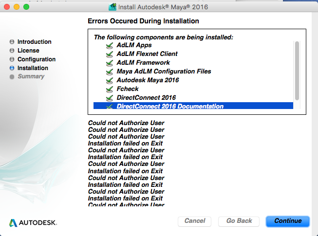 Autodesk Maya 2016 SP6 installation error on Mac OS X