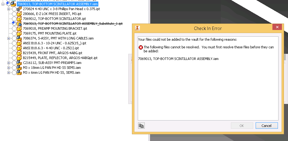 Unable to check in or change state of assembly with shrinkwrapped level ...