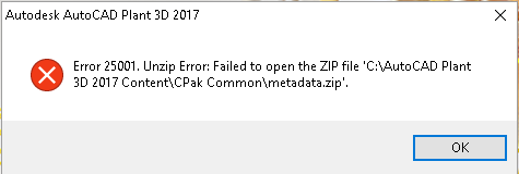 Error 25001 during installation of AutoCAD products